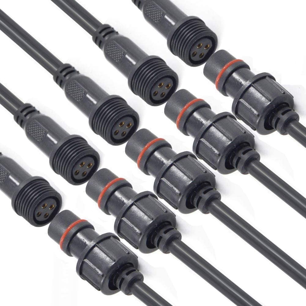 Waterproof Connector 4 Wire,16AWG Male Female Plug LED Connector Witch ...
