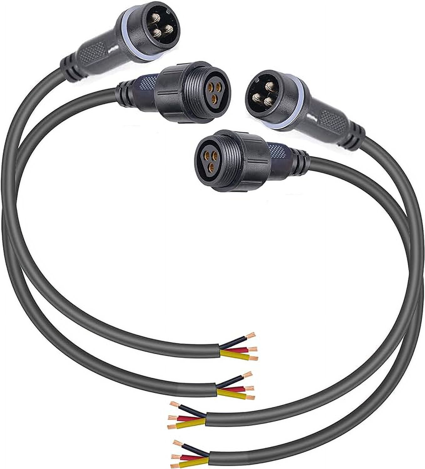 Waterproof Connectors 3 Wire,12AWG Male Female Plug LED Connector with ...