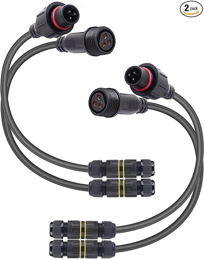 Waterproof Connectors 3 Wire, 16AWG Male Female Plug LED Connector with ...