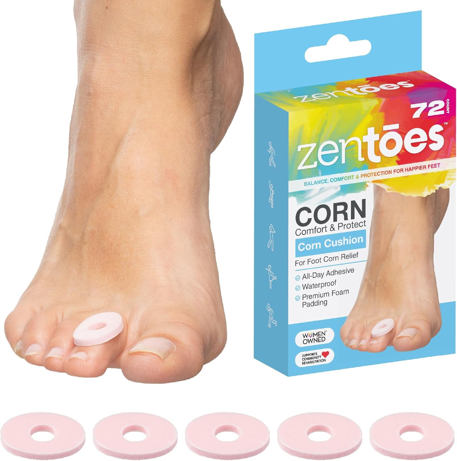 Waterproof Corn Pads for Toes, Flexible, Skin-Safe Adhesive Corn ...