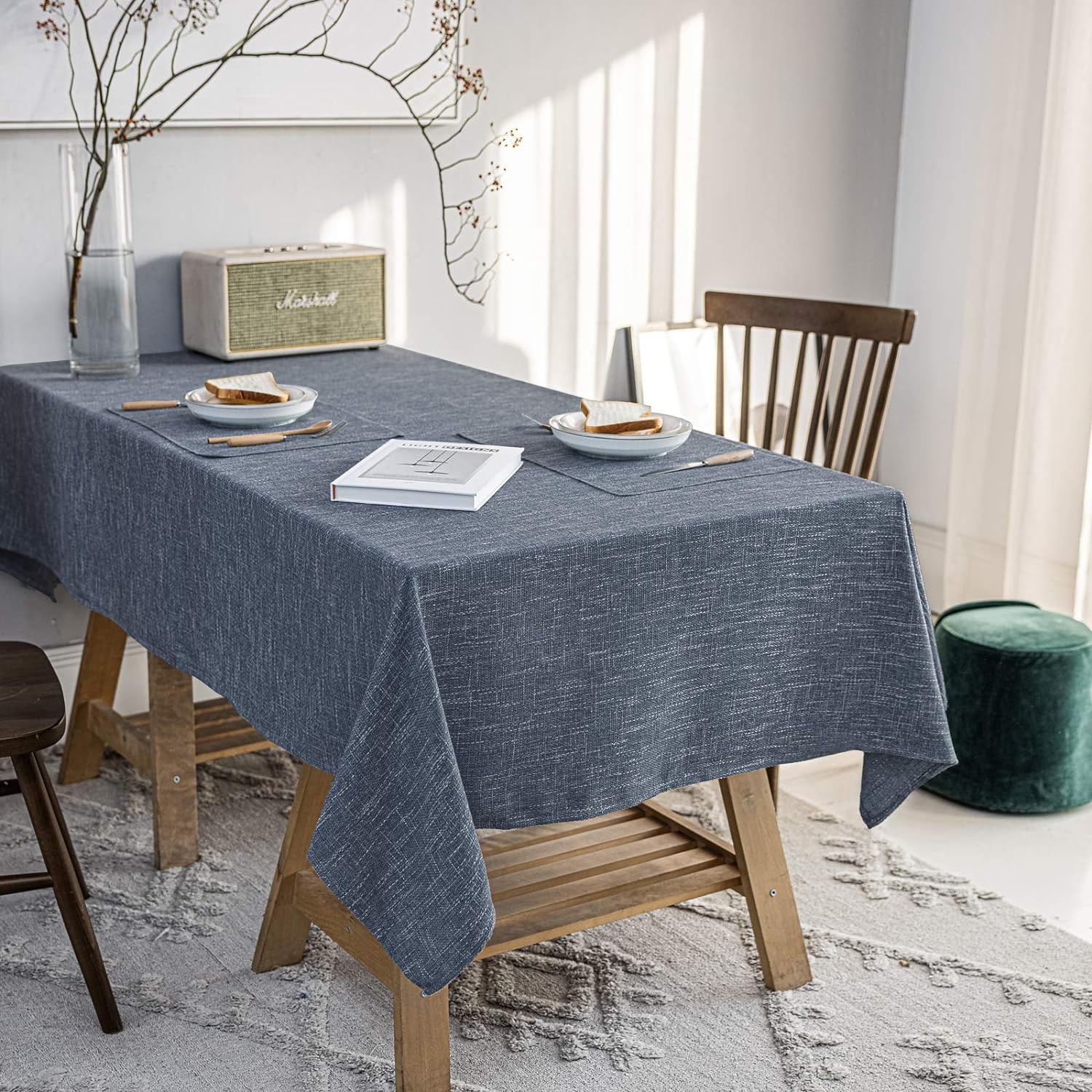 Waterproof Cotton Linen Tablecloths Rectangle Dining Table Cloth, Wipe ...