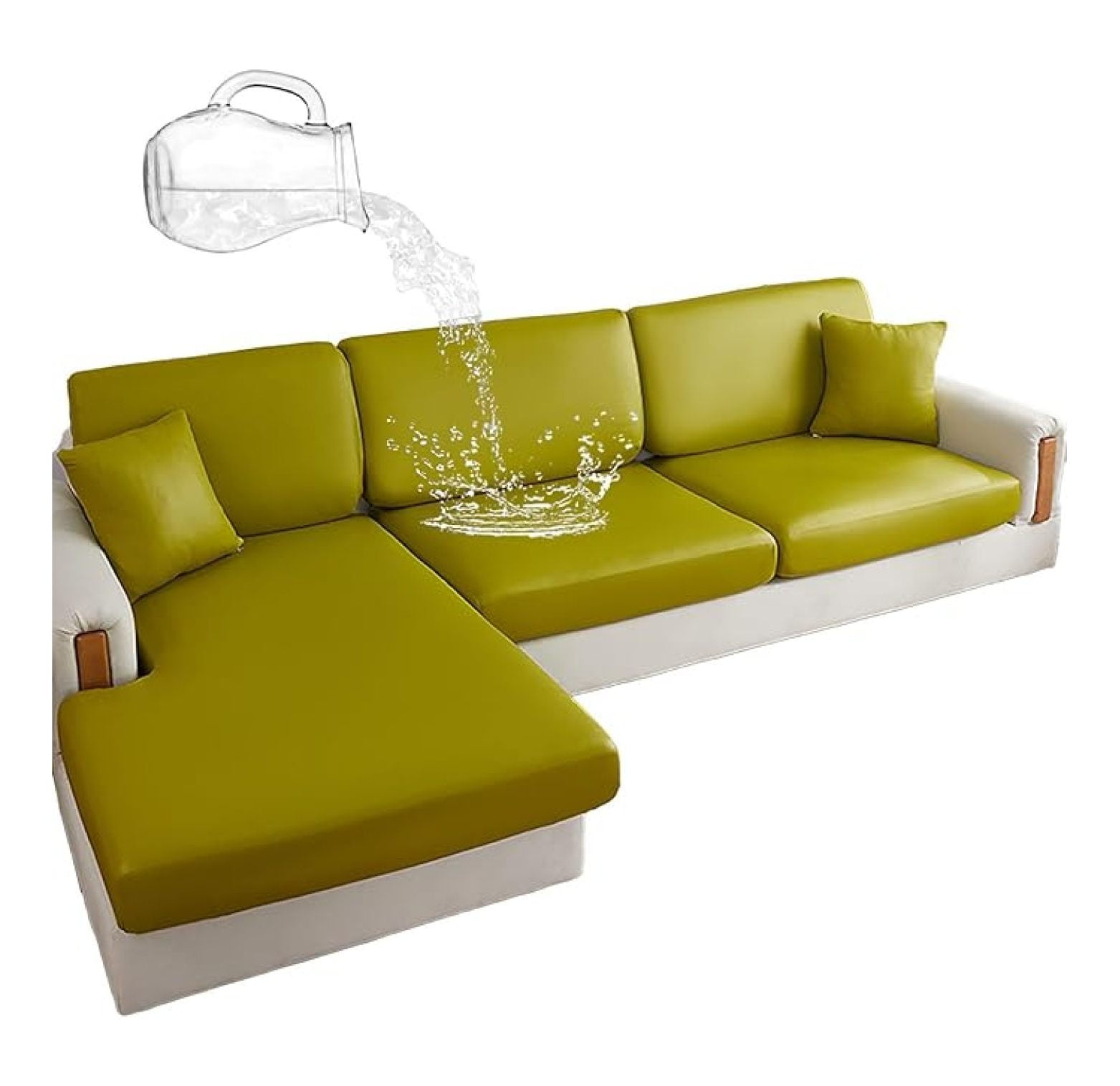 Waterproof Couch Cushion Covers for Sofa, PU Leather L-Shaped Seat ...