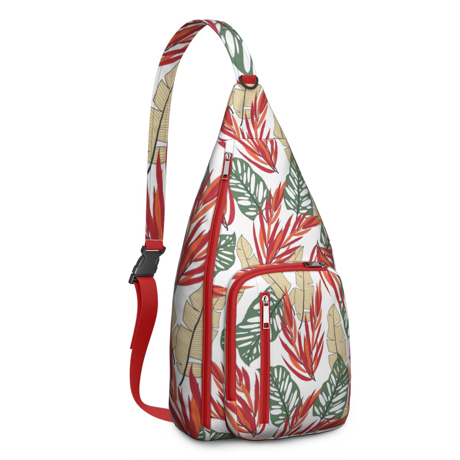 Waterproof Crossbody Bag Daypack for Men & Women Tropical Leaf Hawaiian ...