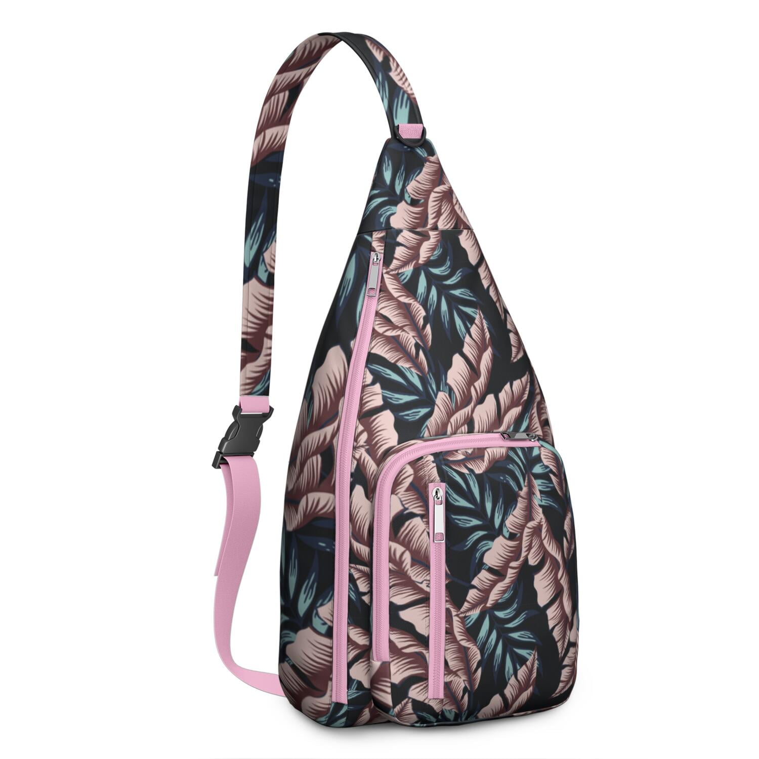 Waterproof Crossbody Bag Daypack for Men & Women Tropical Leaf Hawaiian ...