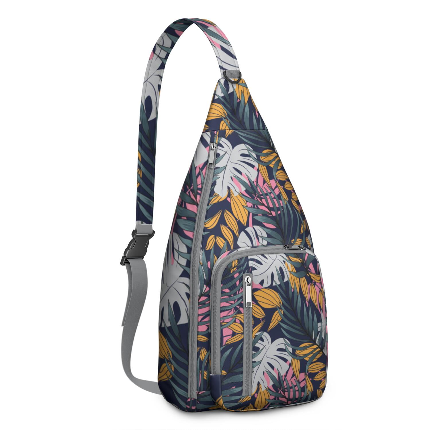 Waterproof Crossbody Bag Daypack for Men & Women Tropical Leaf Hawaiian ...