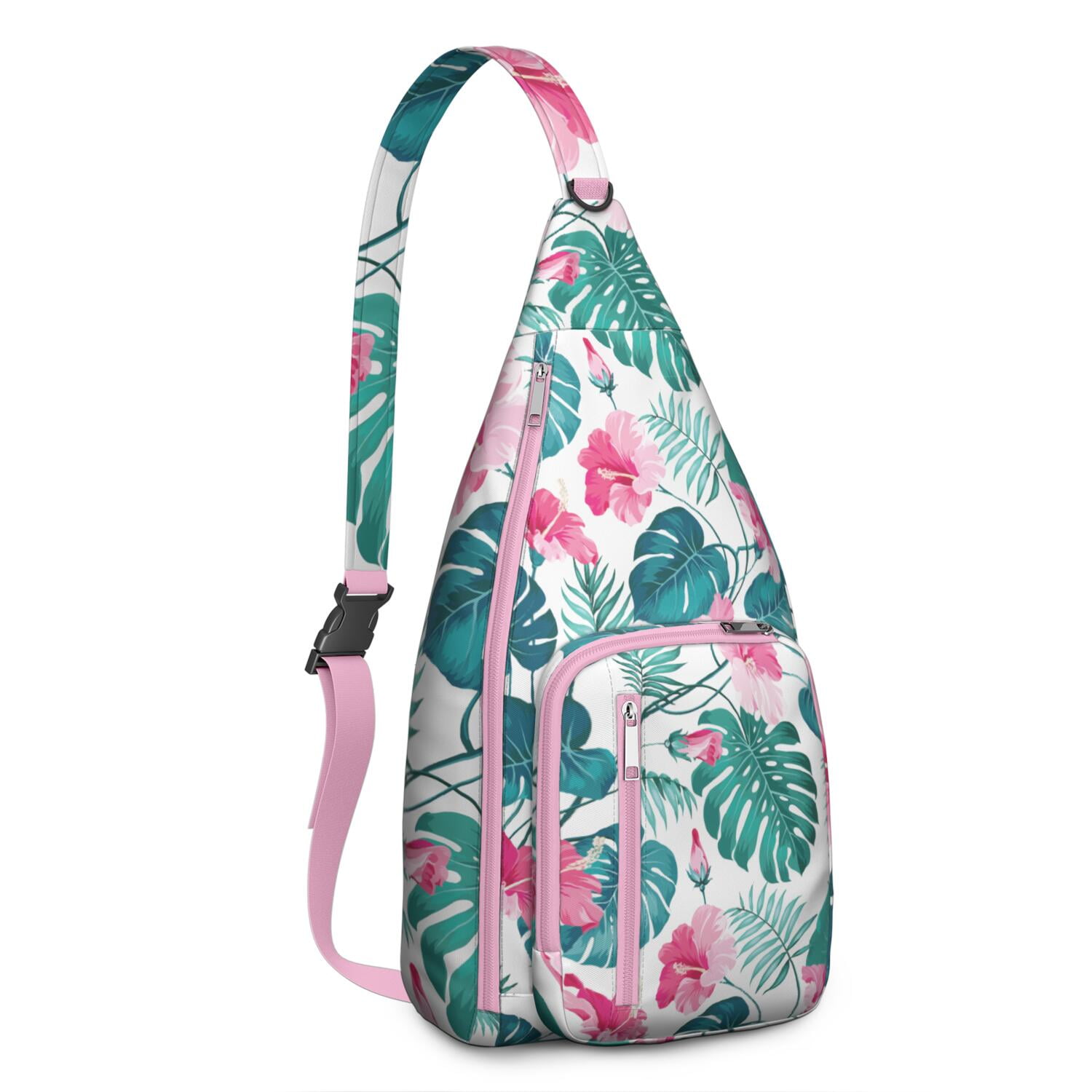 Waterproof Crossbody Bag Daypack for Men & Women Tropical Leaf Hawaiian ...