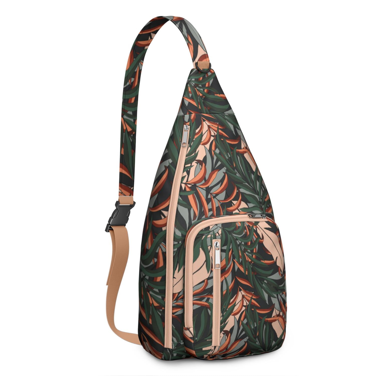 Waterproof Crossbody Bag Daypack for Men & Women Tropical Leaf Hawaiian ...