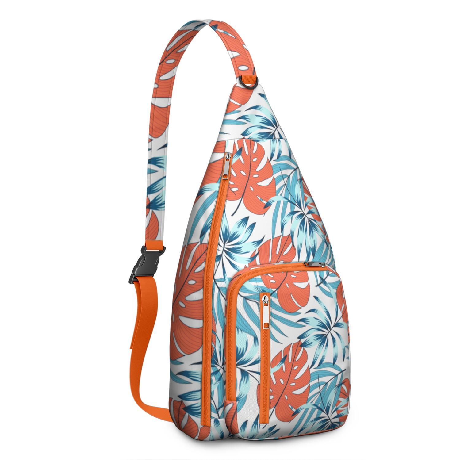 Waterproof Crossbody Bag Daypack for Men & Women Tropical Leaf Hawaiian ...