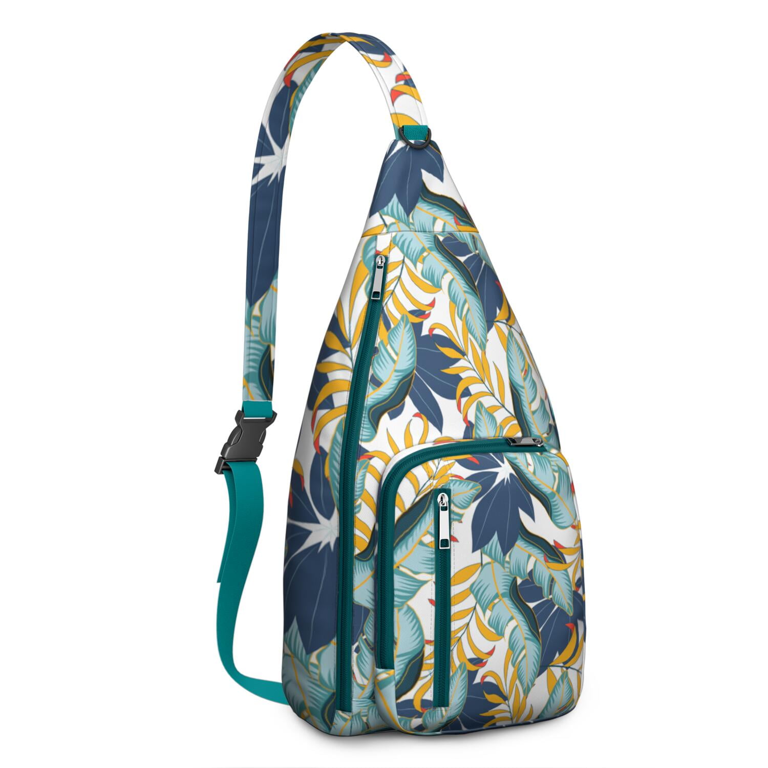 Waterproof Crossbody Bag Daypack for Men & Women Tropical Leaf Hawaiian ...