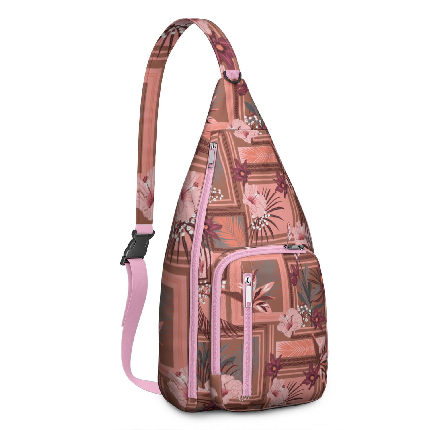 Waterproof Crossbody Bag Daypack for Men & Women Tropical Leaf Hawaiian ...