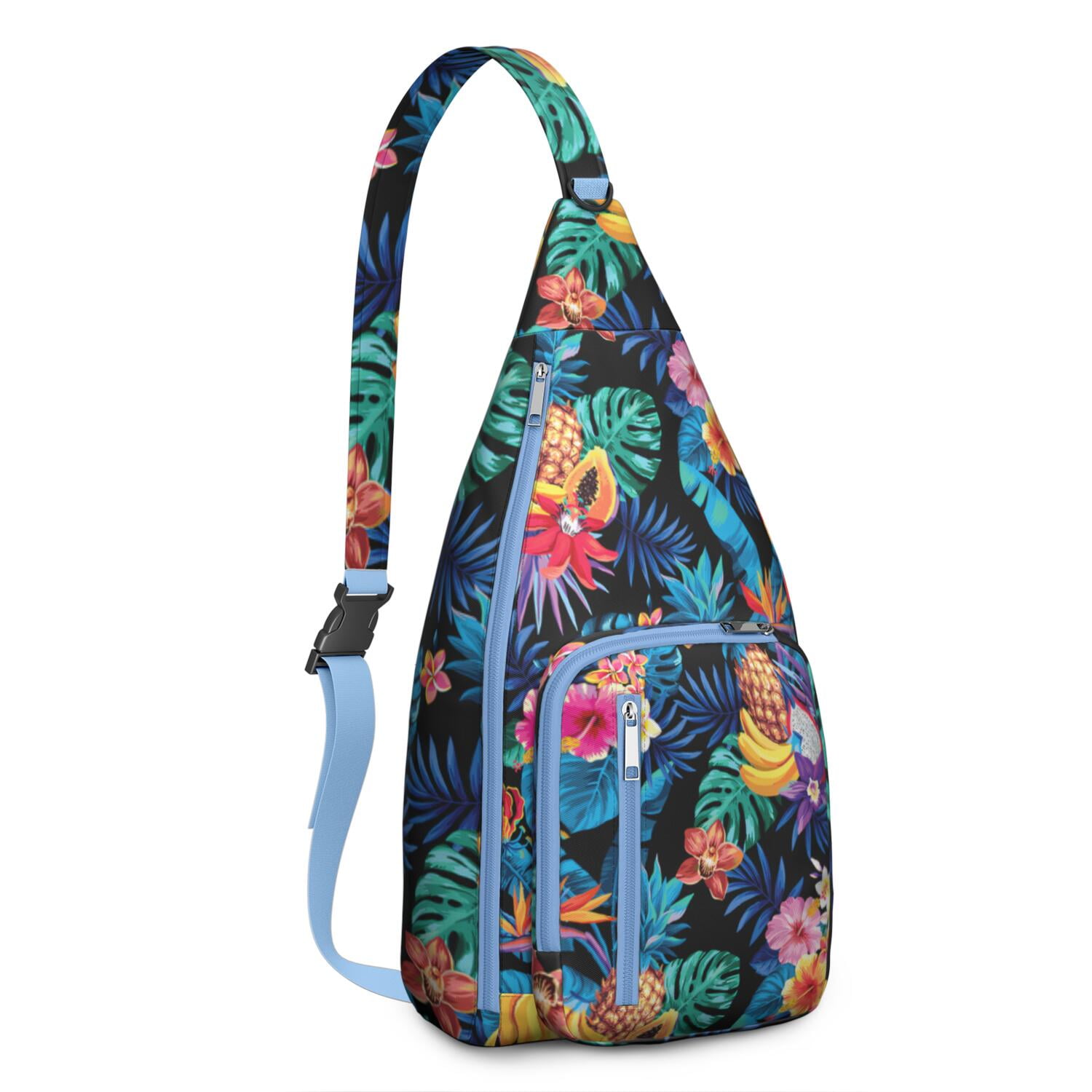 Waterproof Crossbody Bag Daypack for Men & Women Tropical Leaf Hawaiian ...