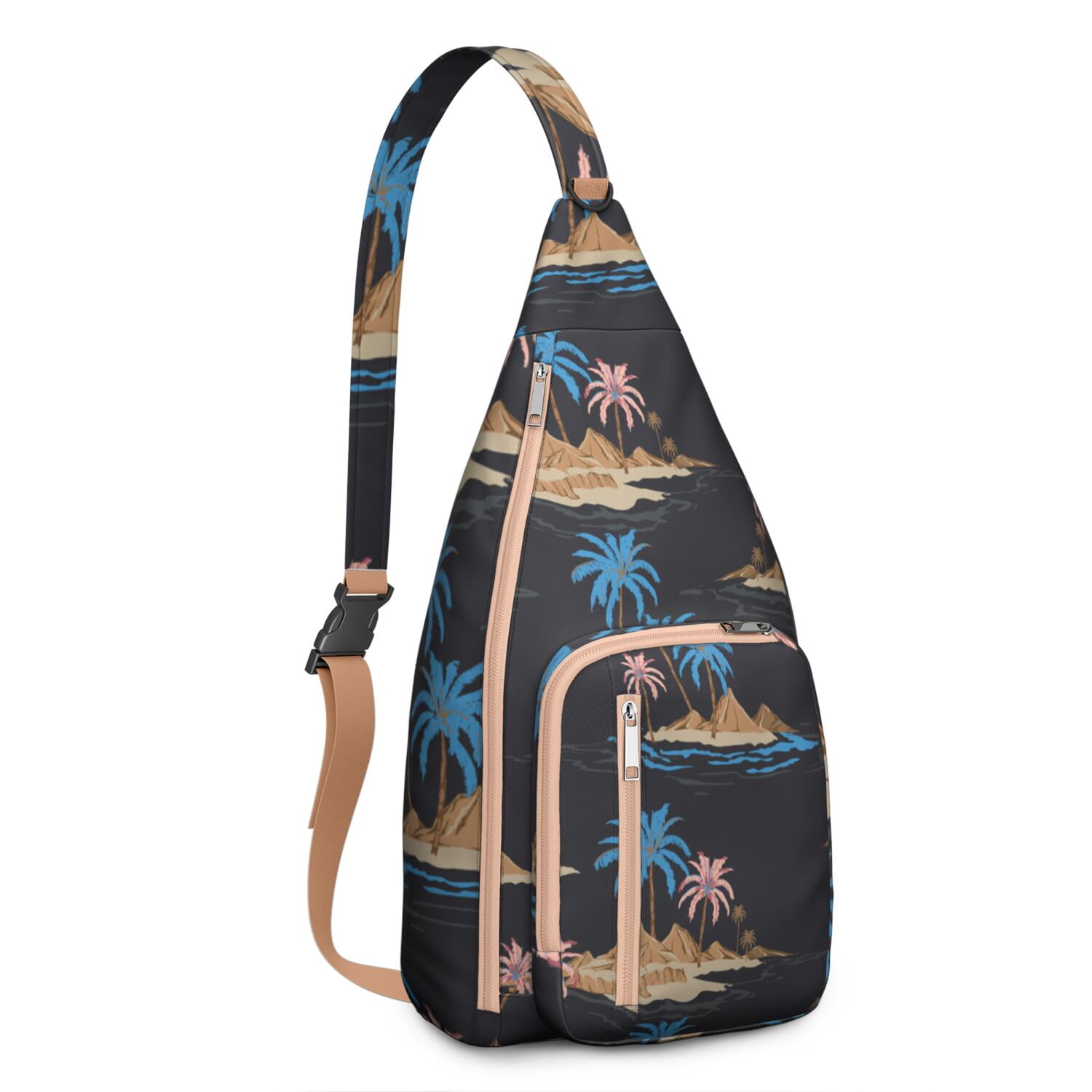 Waterproof Crossbody Bag Daypack for Men & Women Tropical Leaf Hawaiian ...