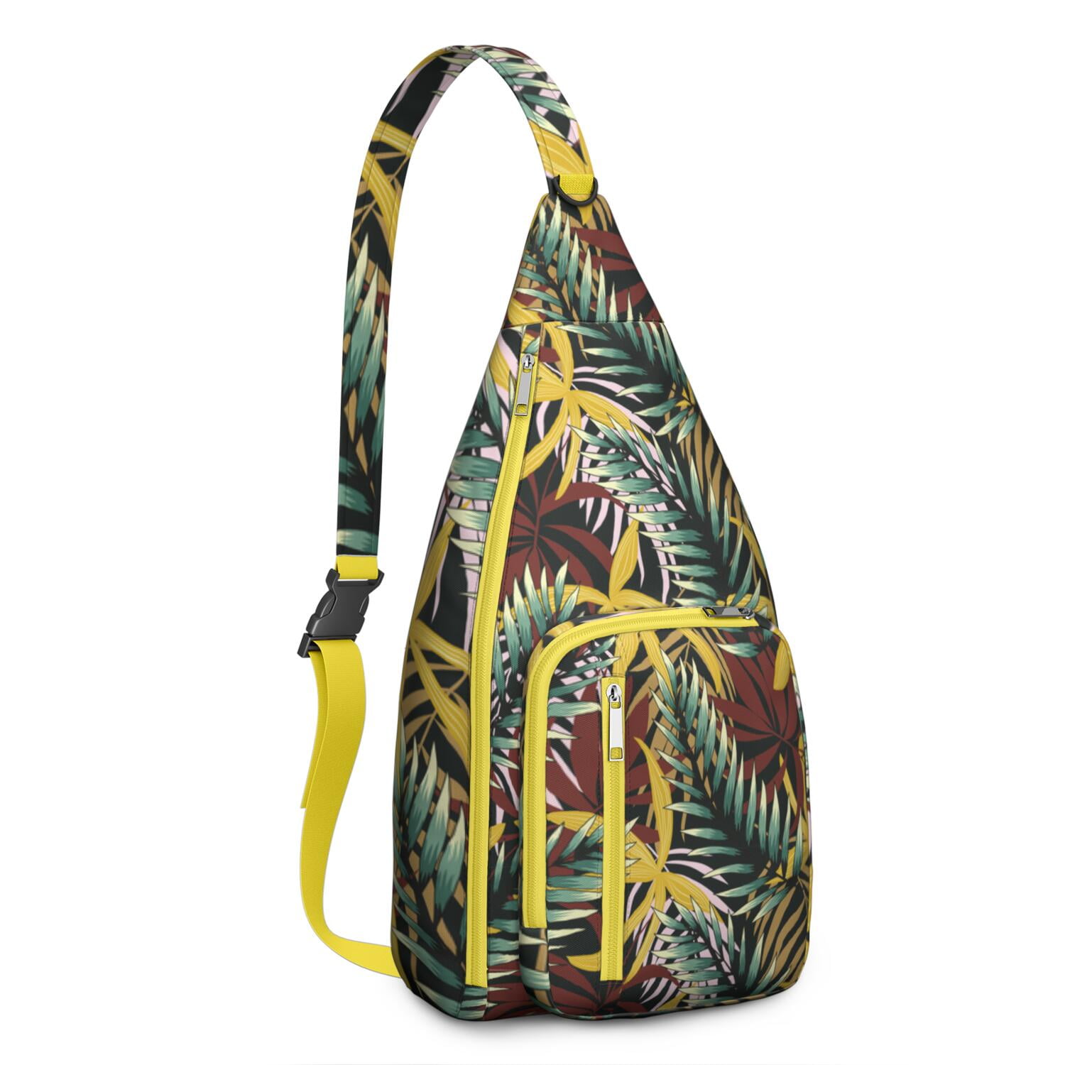 Waterproof Crossbody Bag Daypack for Men & Women Tropical Leaf Hawaiian ...