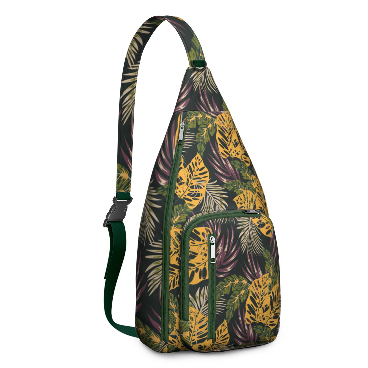 Waterproof Crossbody Bag Daypack for Men & Women Tropical Leaf Hawaiian ...