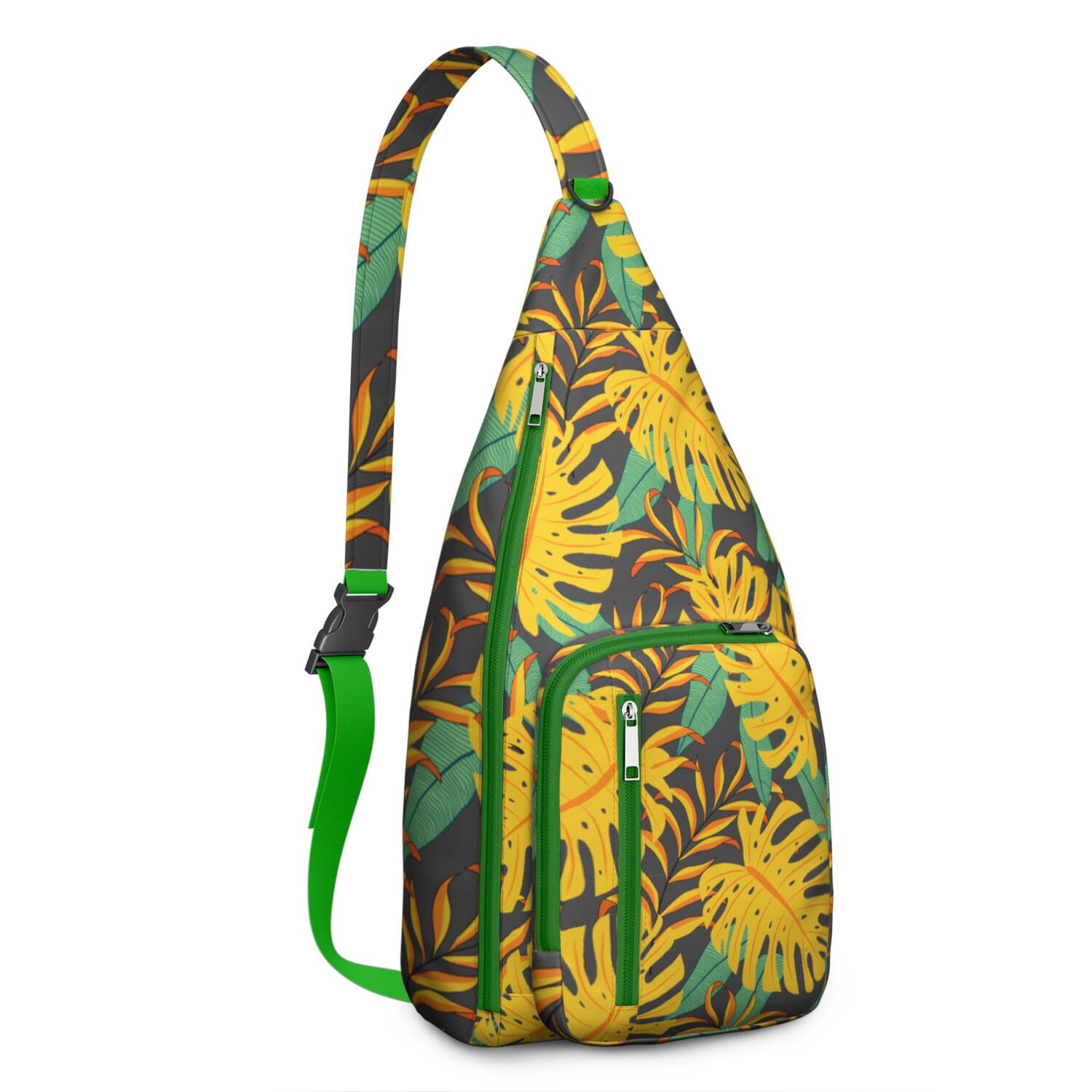 Waterproof Crossbody Bag Daypack for Men & Women Tropical Leaf Hawaiian ...