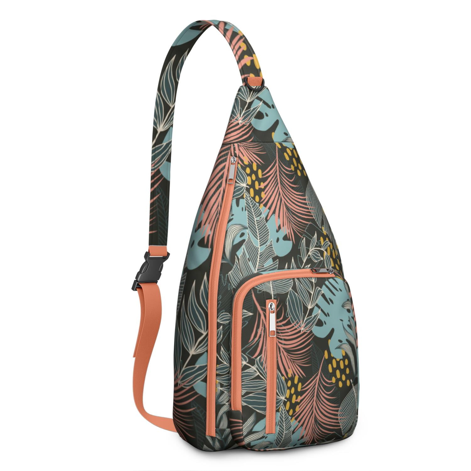 Waterproof Crossbody Bag Daypack for Men & Women Tropical Leaf Hawaiian ...