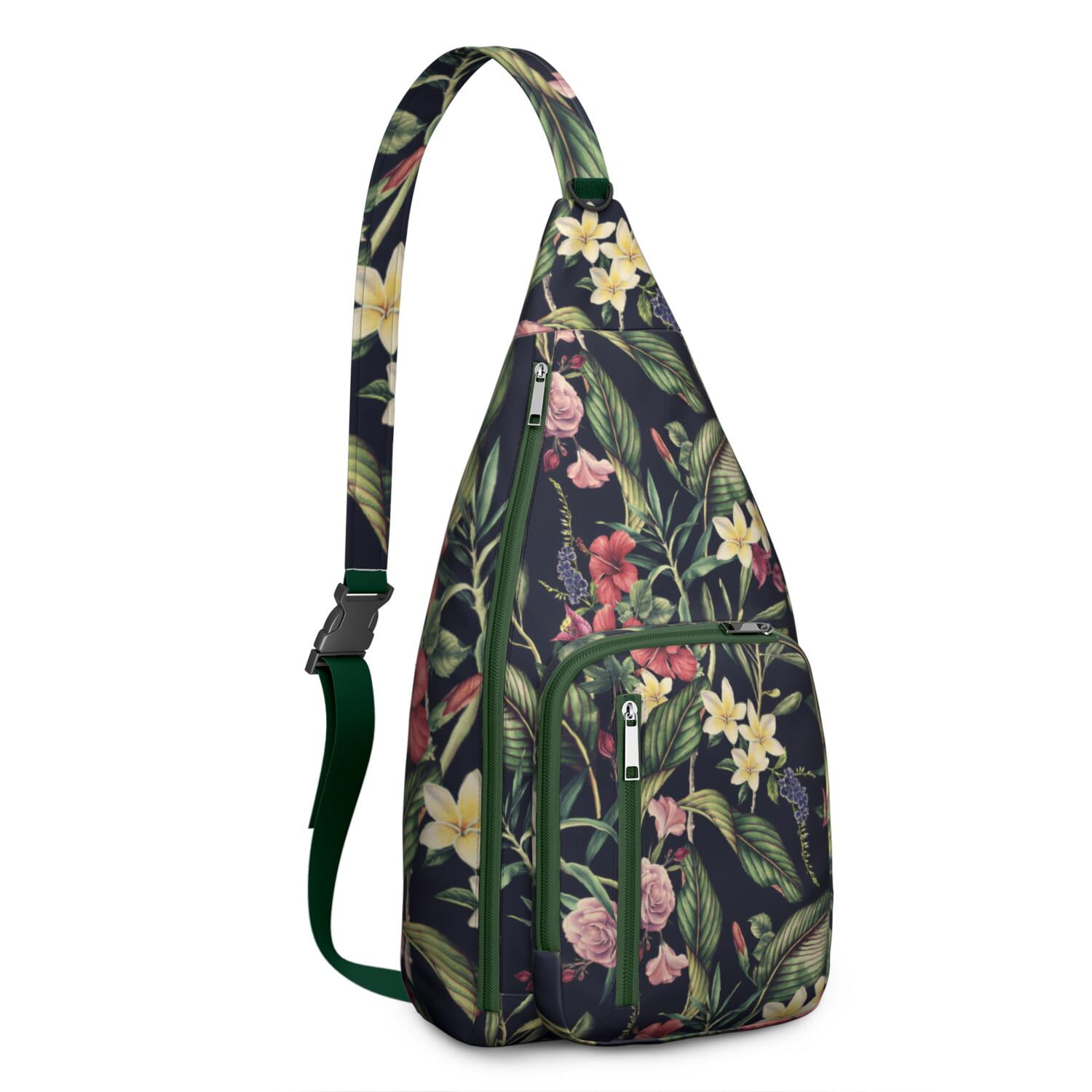Waterproof Crossbody Bag Daypack for Men & Women Tropical Leaf Hawaiian ...