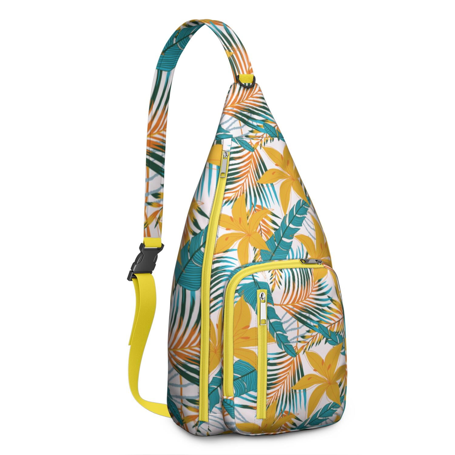 Waterproof Crossbody Bag Daypack for Men & Women Tropical Leaf Hawaiian ...