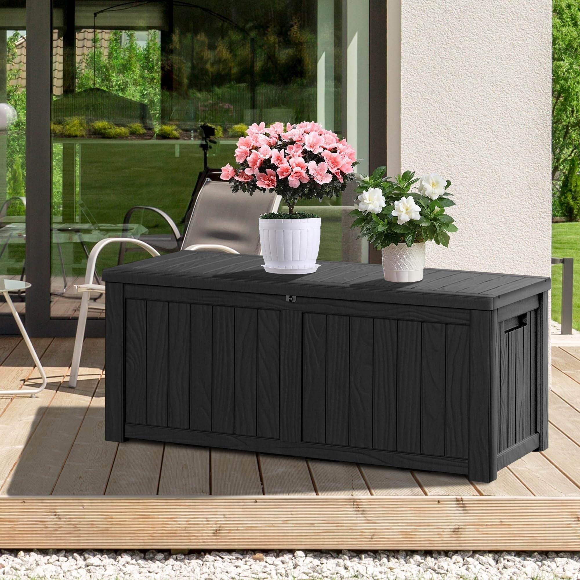 Waterproof Deck Box, Lockable Resin Storage Box for Patio Furniture ...