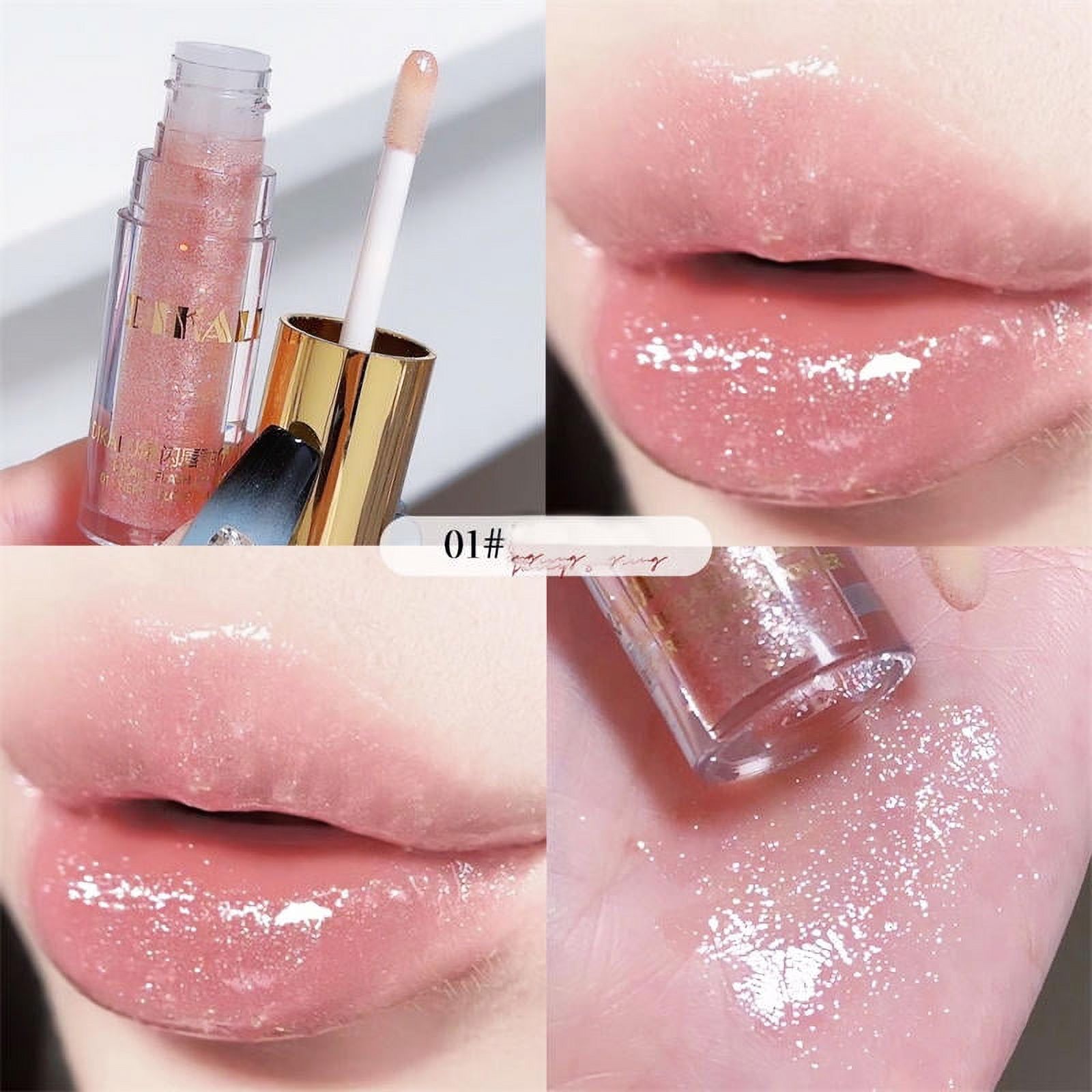 Waterproof Diamond Shimmer Glitter Lip Gloss 5 Colors Sparkling Glitter ...