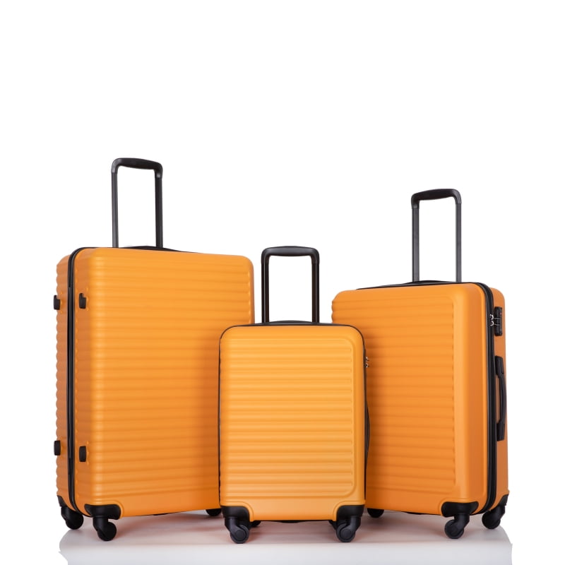 3 Piece Luggage Sets ABS Lightweight Suitcase with Two Hooks, Spinner ...