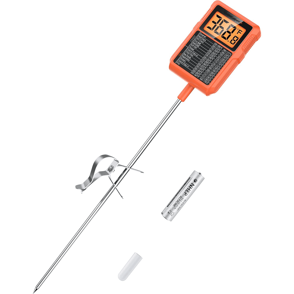 Waterproof Digital Candy Thermometer with Pot Clip,8" Long Probe ...