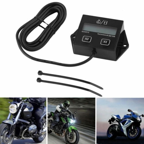 Waterproof Digital Engine Tachometer Hour Meter Inductive Motorcycle ...