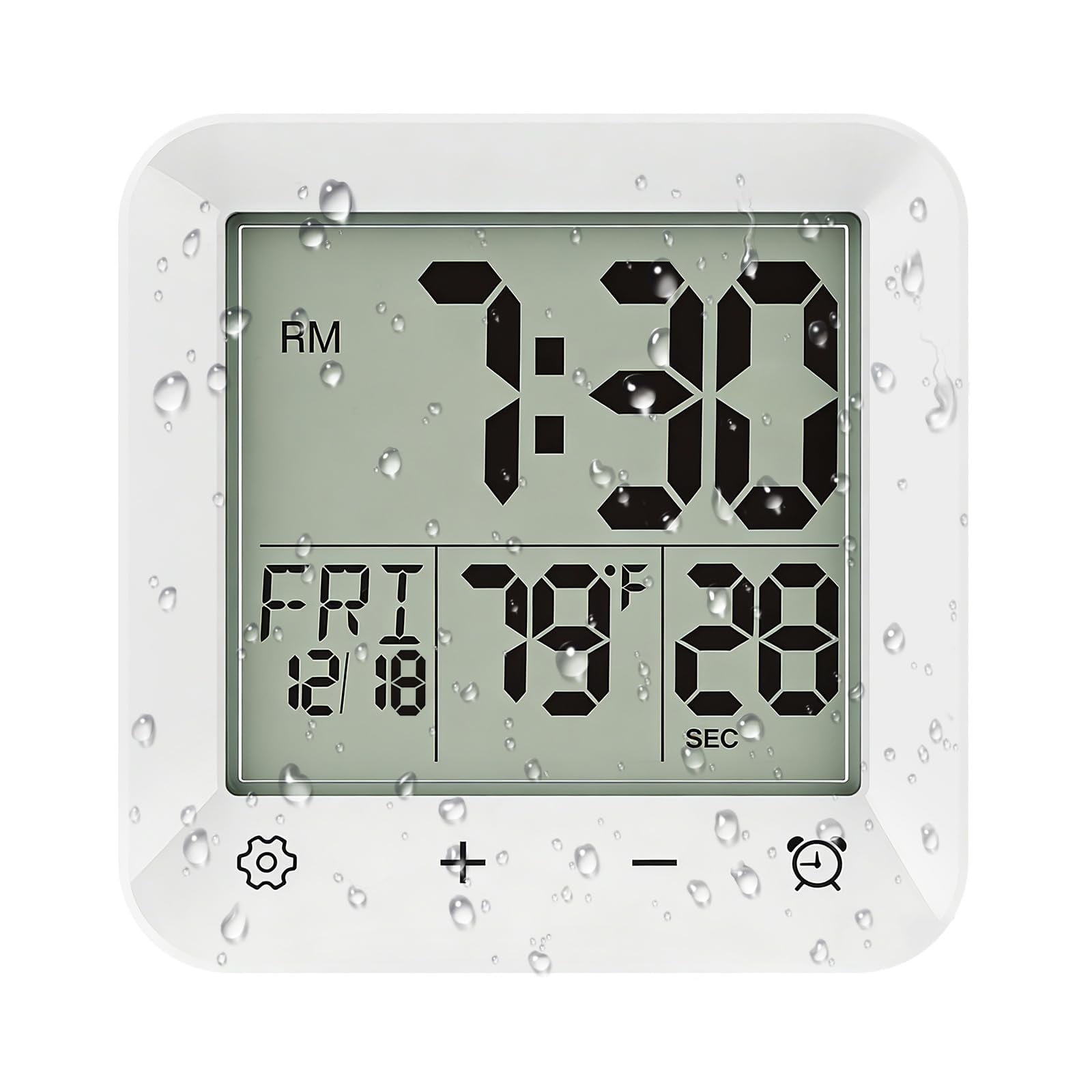 Waterproof Digital Shower Clock with Touch Screen, LCD Display Wall ...