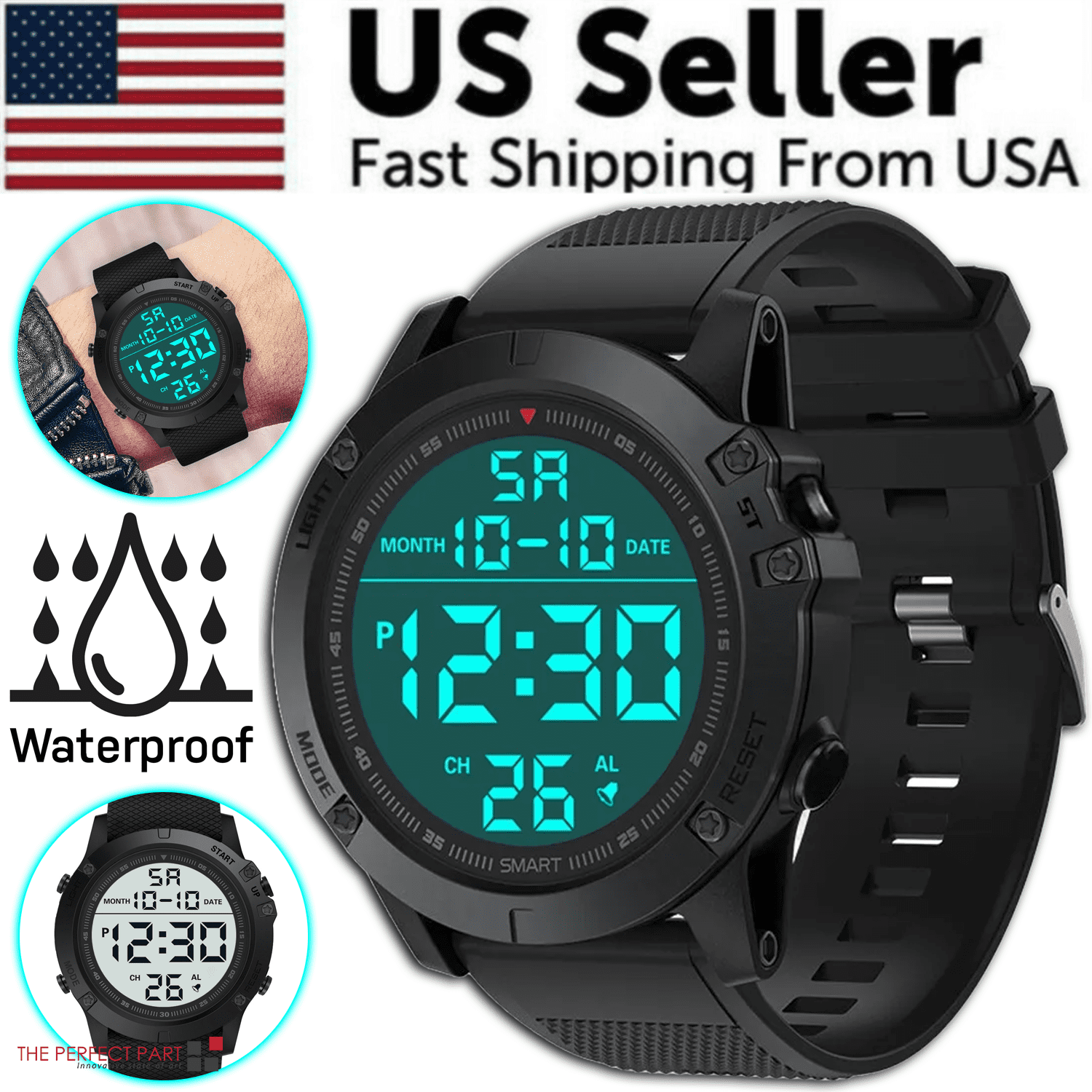 Waterproof Digital Sports Watch Military Tactical LED Backlight ...