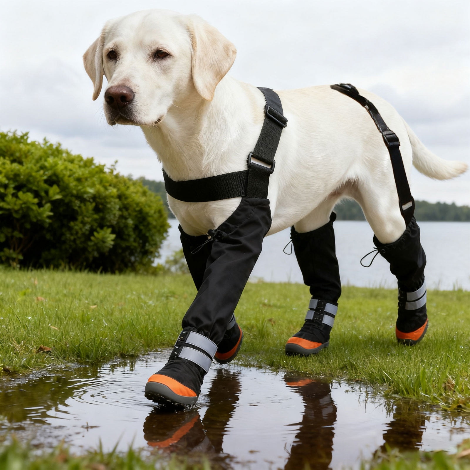 Waterproof Dog Boots for Dogs -Dog Paw Protectors Dog Suspender Boots ...
