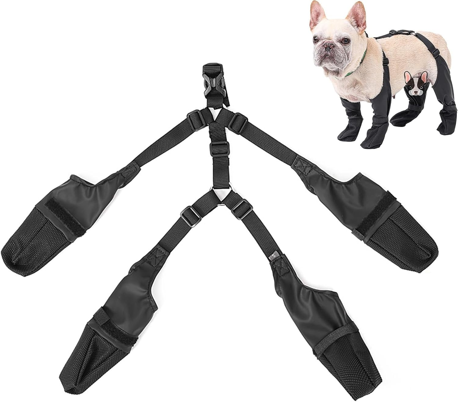 Waterproof Dog Boots with Suspenders, Anti-Slip Dog Shoes Pet Paw ...
