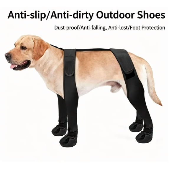 Waterproof Dog Boots with Anti-Fall Suspender, Non-Slip All-Season Paw ...