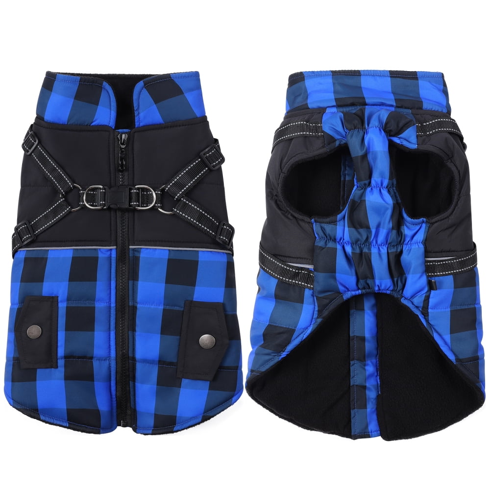 Waterproof Dog Winter Coat,Pets Dog Jacket Plaid zipper Pet Vest Dog ...