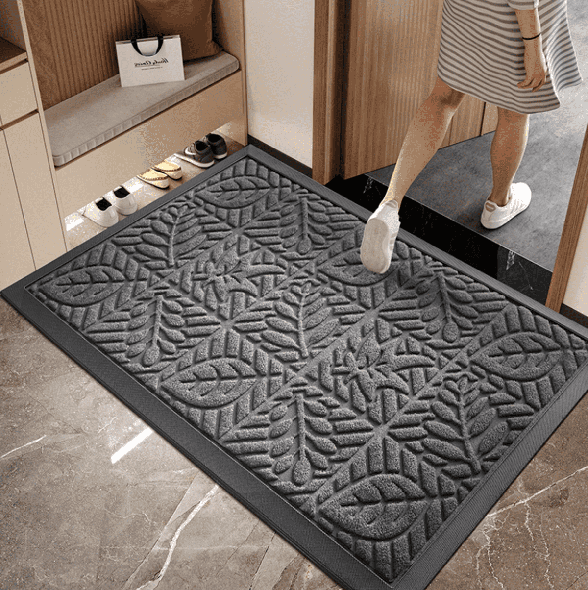Waterproof Doormat, Durable Natural Rubber Front Indoor Mat, Non Slip ...