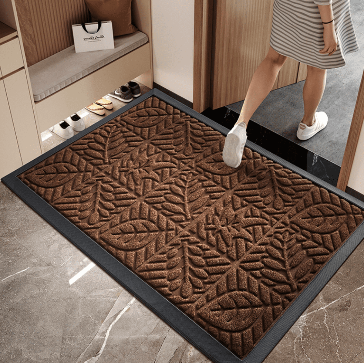 Waterproof Doormat, Durable Natural Rubber Front Indoor Mat, Non Slip ...