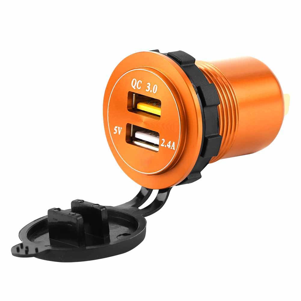 Waterproof Dual USB 3.0 QC Fast Charger with Voltmeter, Yellow Shell ...