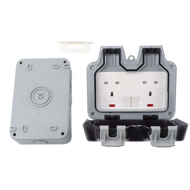 Sordity Waterproof 2 Gang Outdoor Power Socket, Dustproof Electrical ...