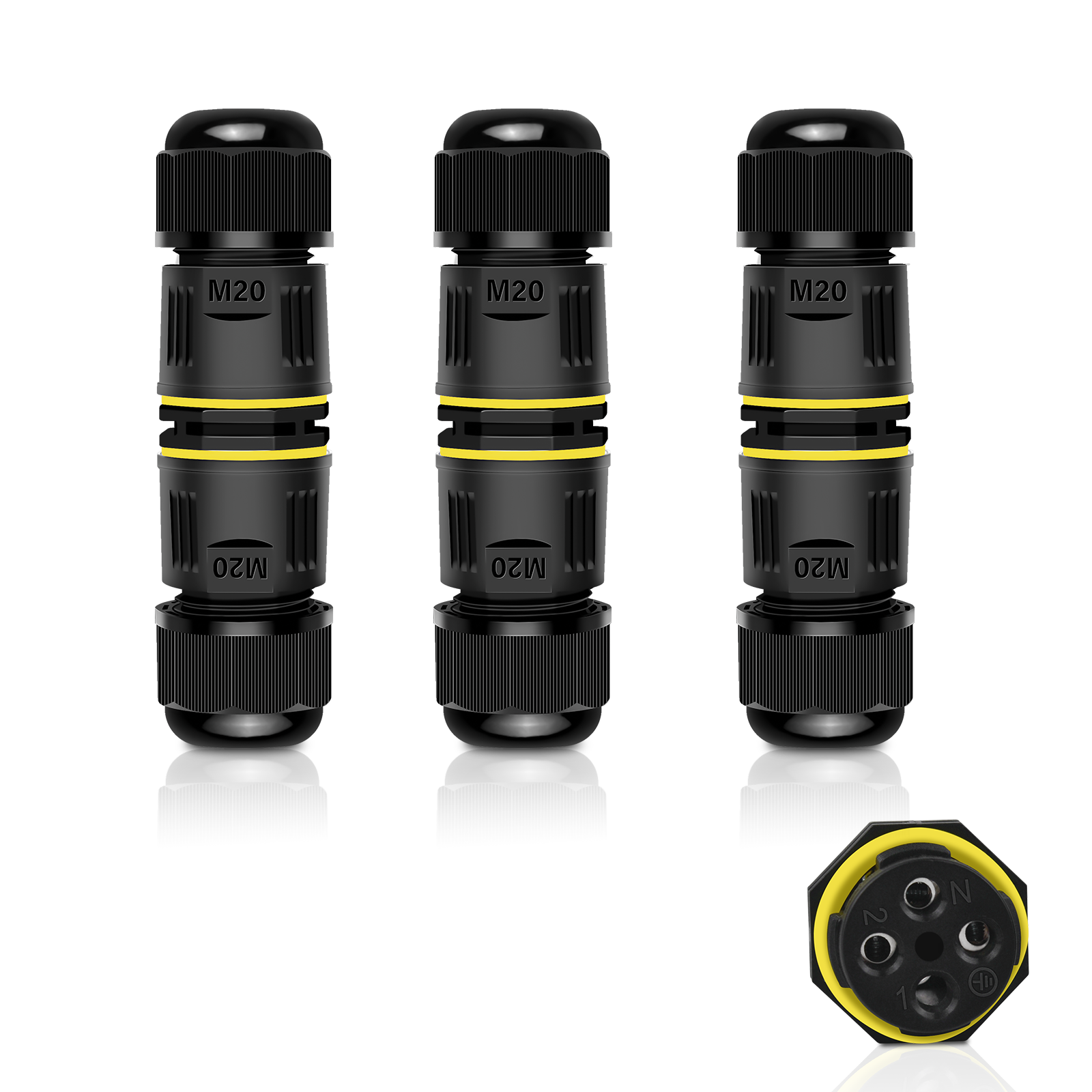 Waterproof Electrical Cable Connector,GREENCYCLE 3PK 3-PIN M20 ...