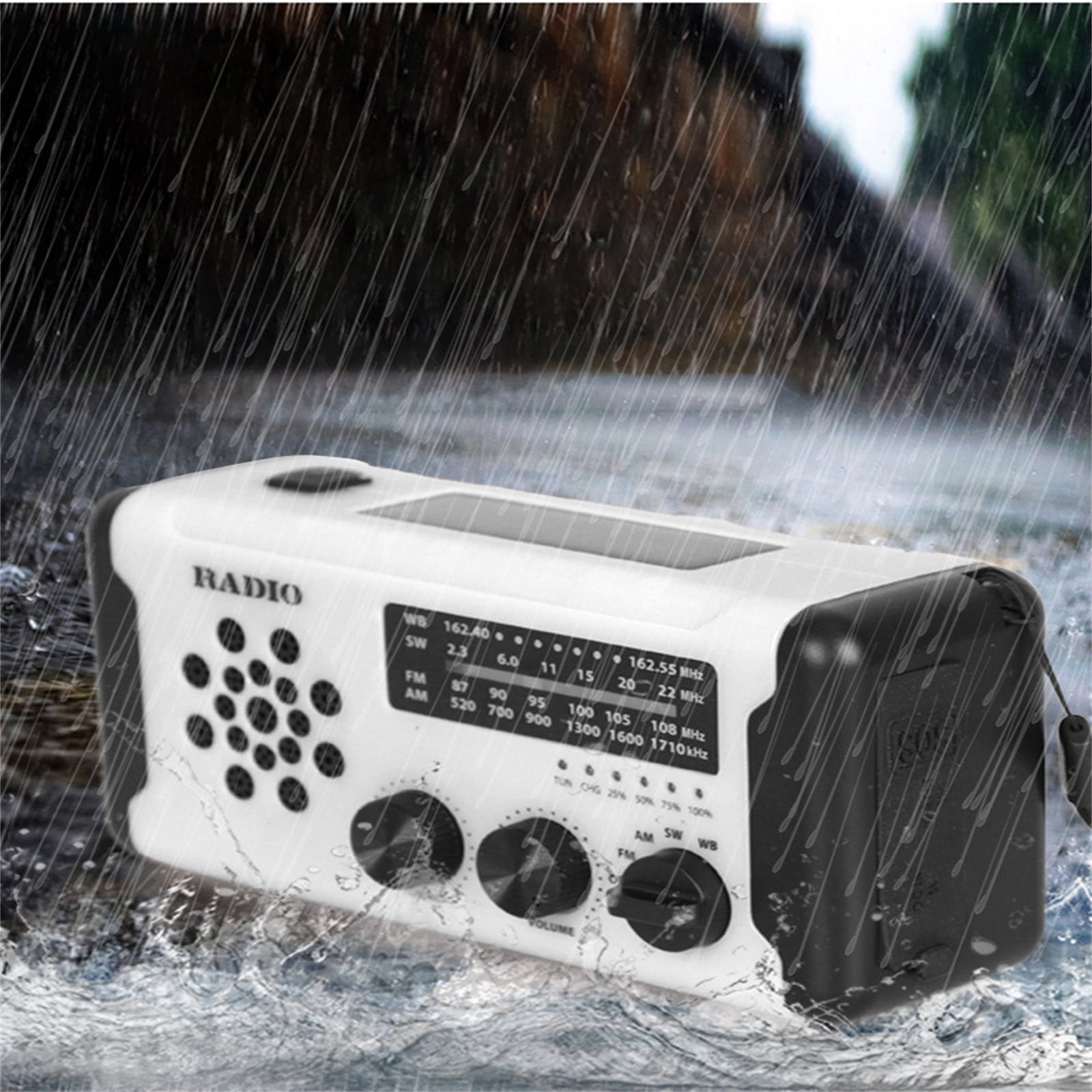 Waterproof Emergency Hand Crank Radio | Solar Powered Outdoor LED ...
