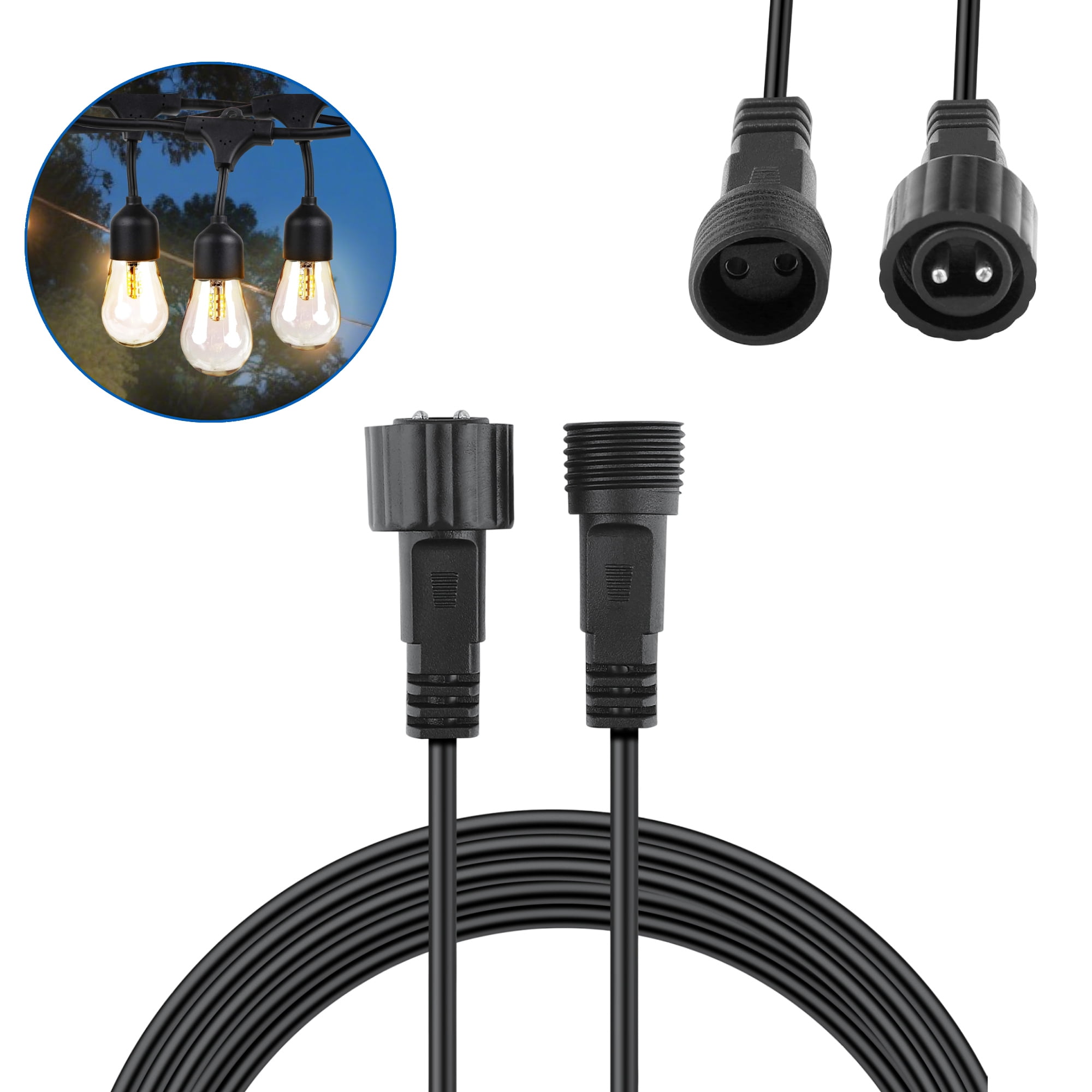 Waterproof Extension Cord, 2 Pin Outdoor Extension Cable with Male and ...