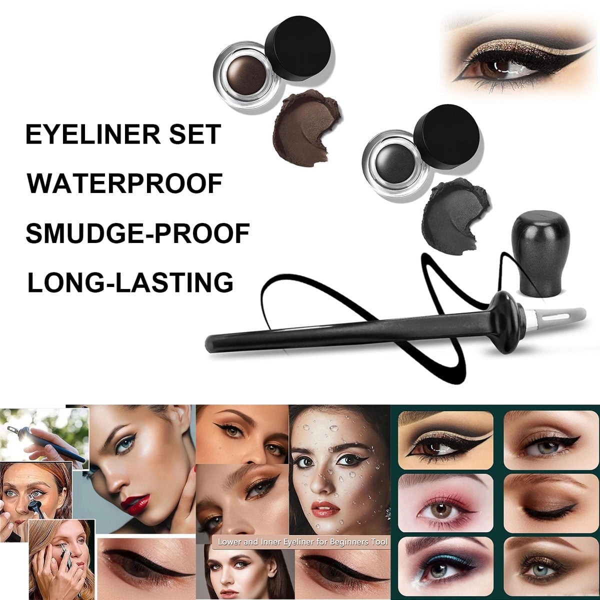 Waterproof Eyeliner Set with Silicone Applicator & Stencil – Smudge ...