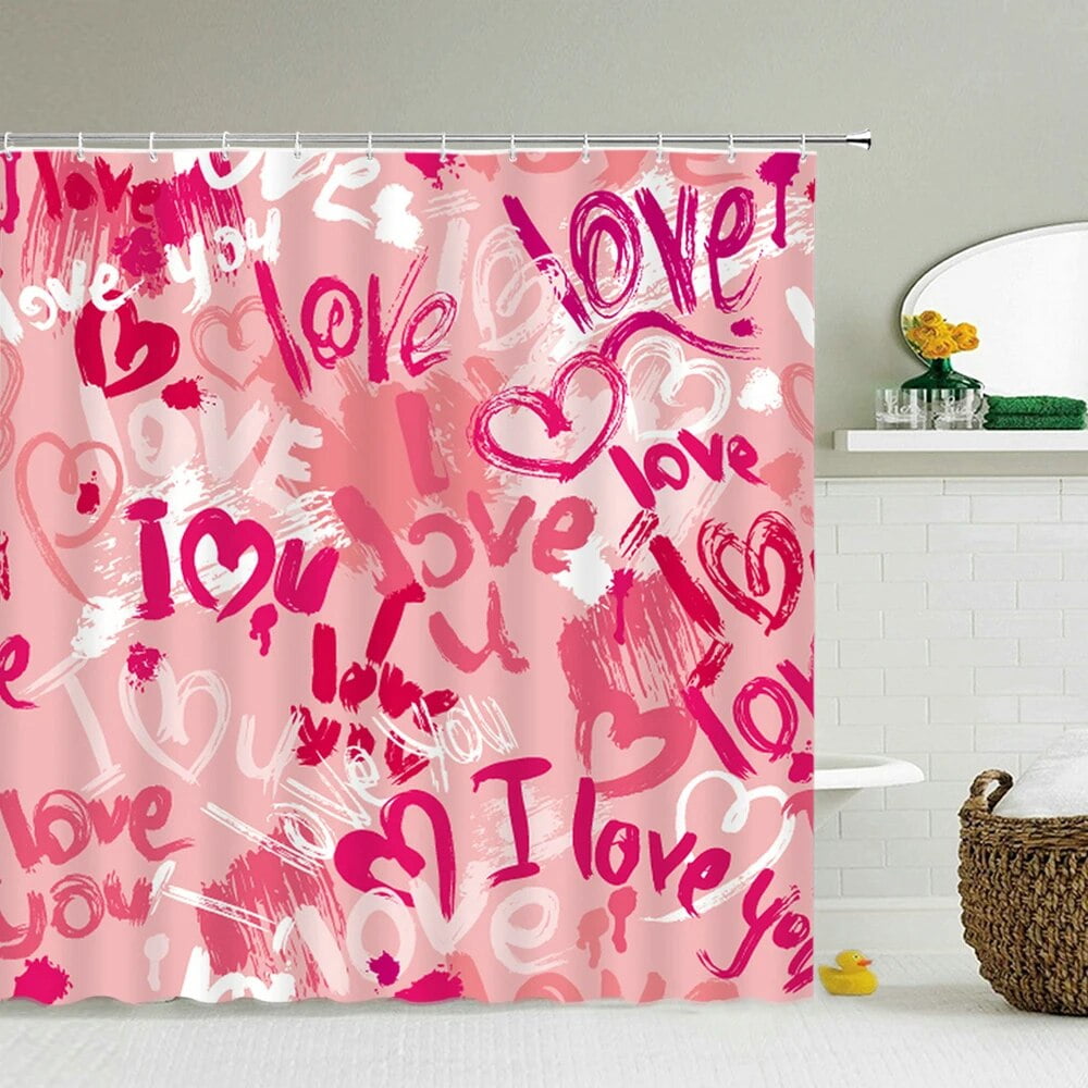 Waterproof Fabric Modern Love romance Shower Curtains 240X180 Bathroom ...