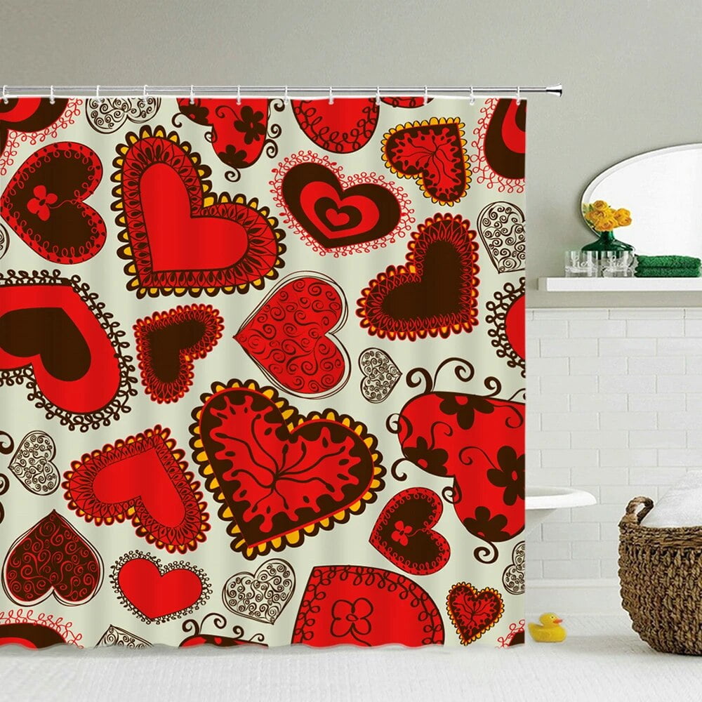 Waterproof Fabric Modern Love romance Shower Curtains 240X180 Bathroom ...