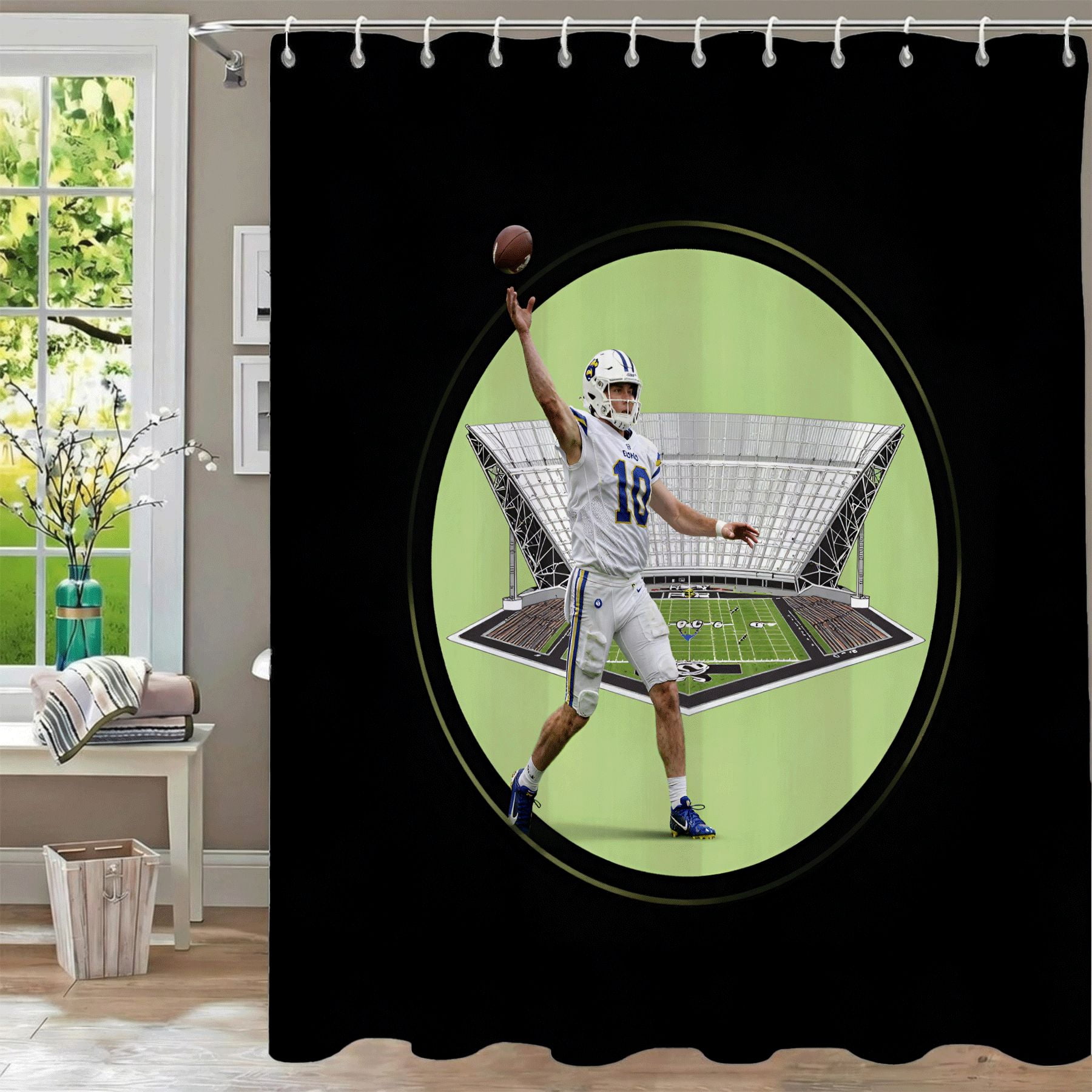 Waterproof Fabric Shower Curtain 70.8" x70.8" - Dynamic Football Player ...