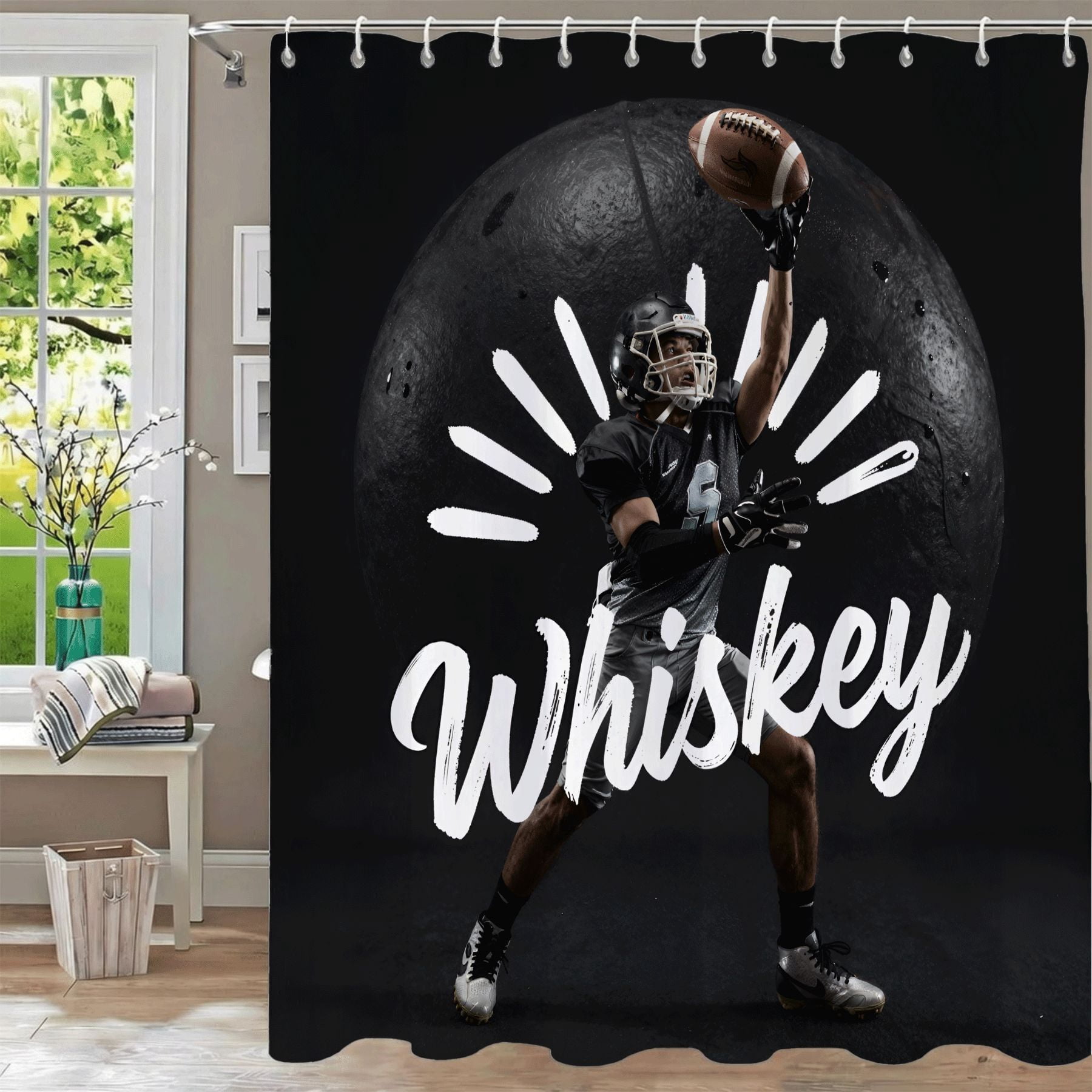 Waterproof Fabric Shower Curtain 70.8" x70.8" - Dynamic Football Player ...