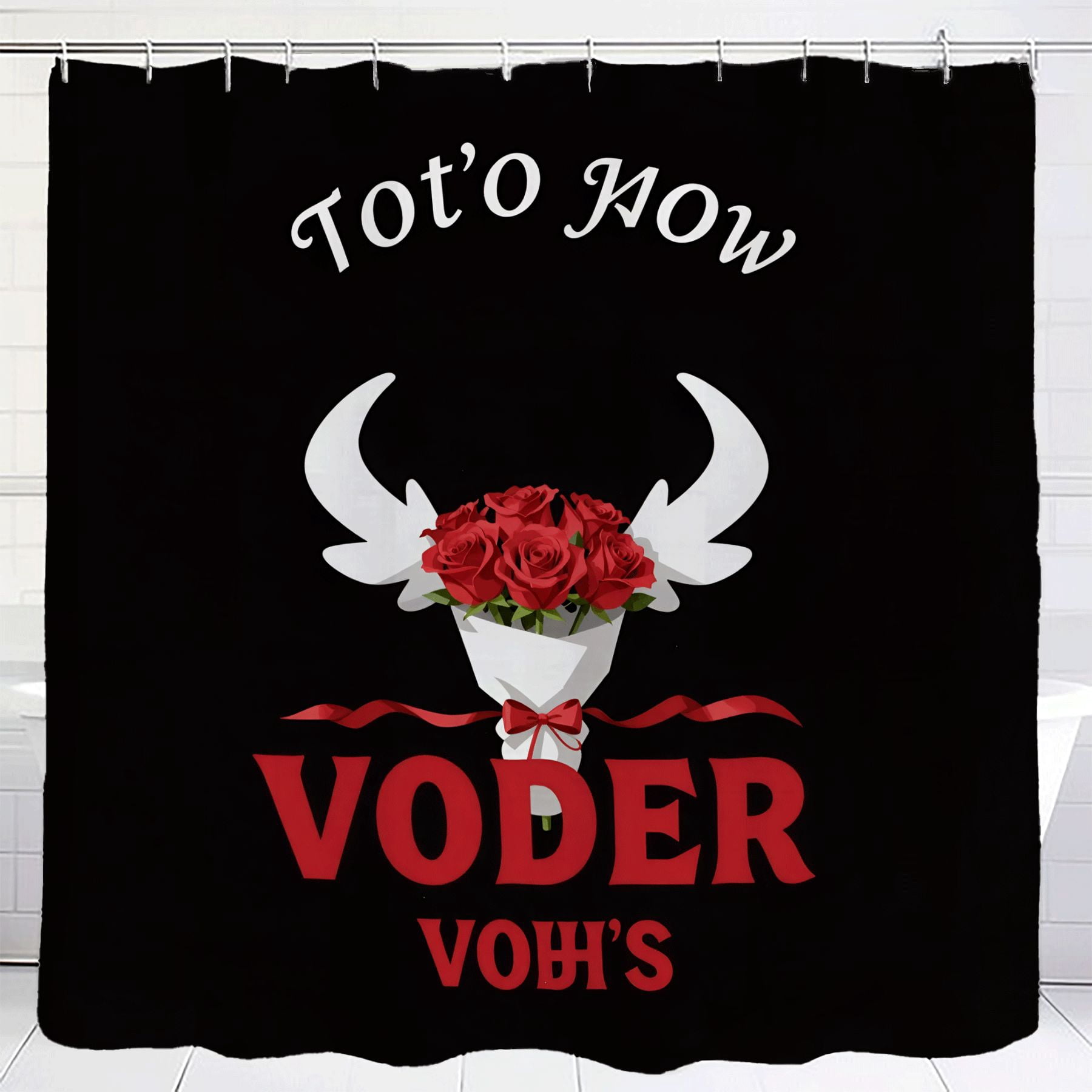 Waterproof Fabric Shower Curtain 70.8" x70.8" - Elegant Black with ...