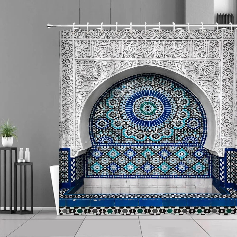 Waterproof Fabric Shower Curtain Arabic Arch Morocco Antique Doors ...