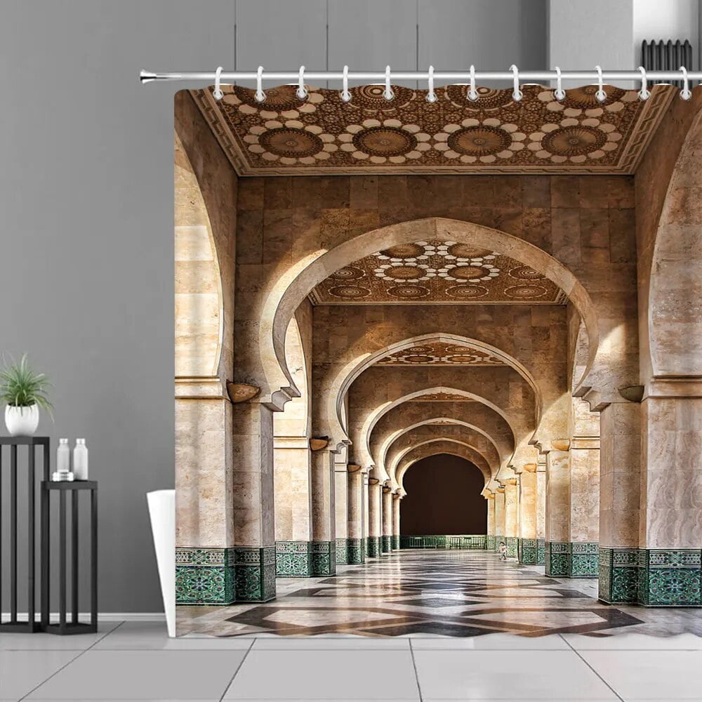 Waterproof Fabric Shower Curtain Arabic Arch Morocco Antique Doors ...