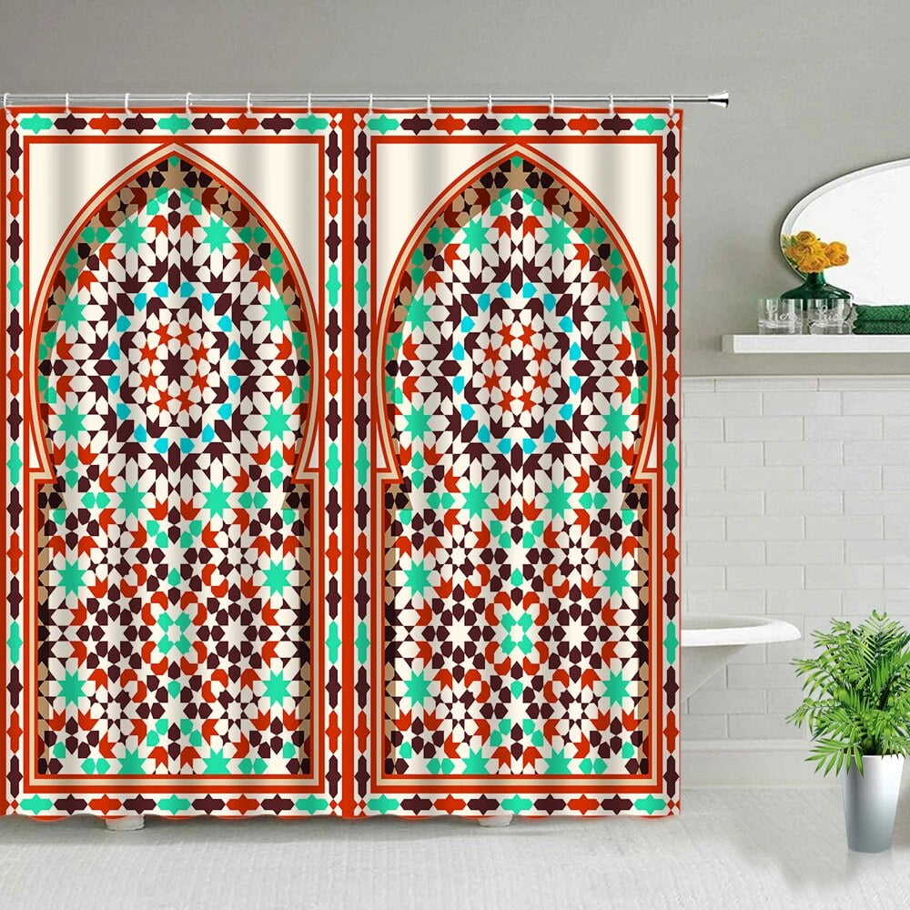 Waterproof Fabric Shower Curtain Arabic Arch Morocco Antique Doors ...