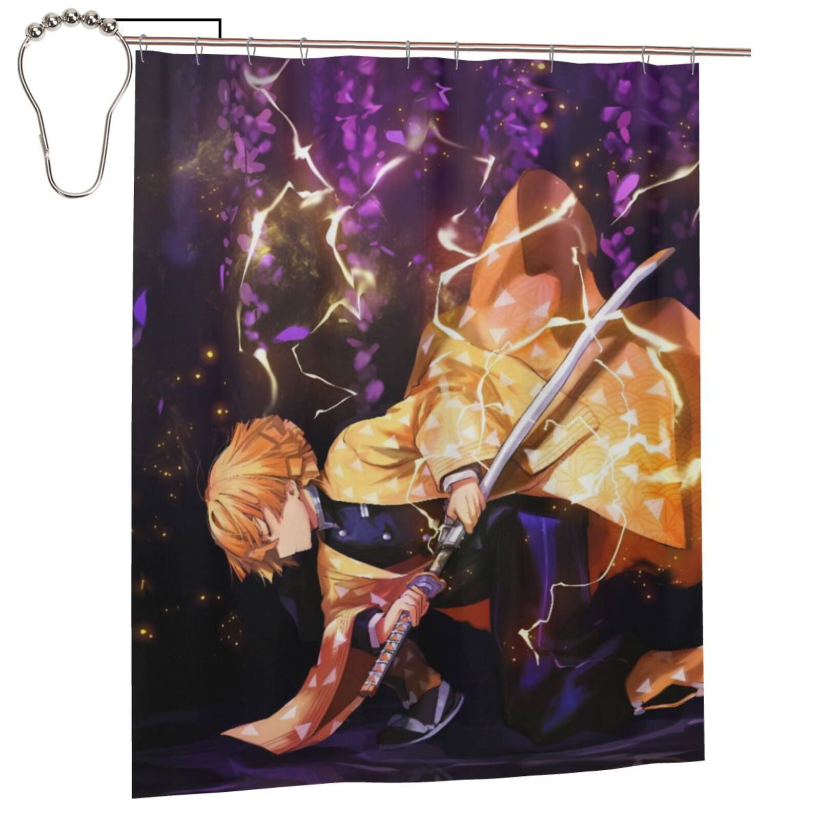 Waterproof Fabric Shower Curtain Demon Slayer Agatsuma Zenitsu Covered ...